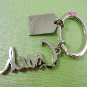 Coach | Accessories | New Coach Pink Scripted Word Letters Keychain Fob ...